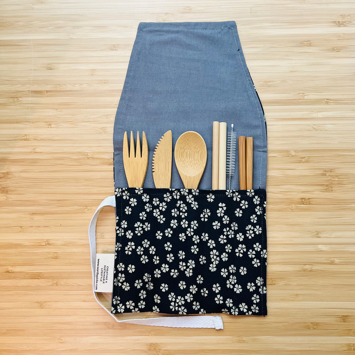 Bamboo Utensil Set Wrap - Worthy Picks
